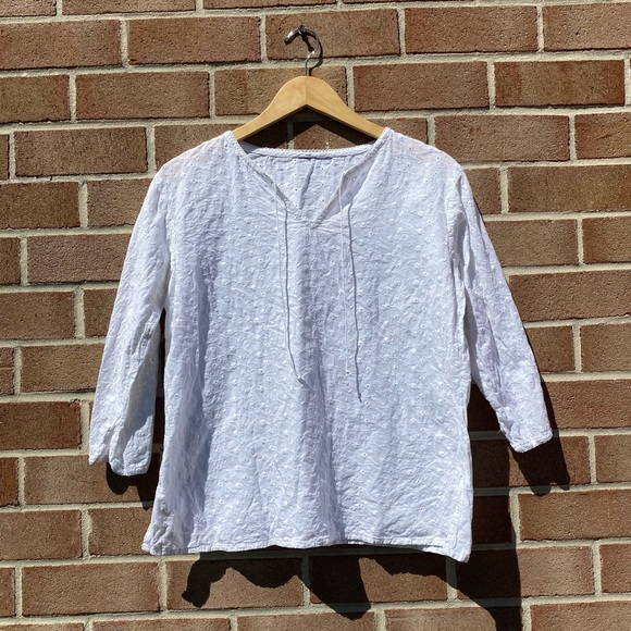 Vintage | Tops | Vintage White Floral Eyelet Lace Cottage Blouse | Poshmark